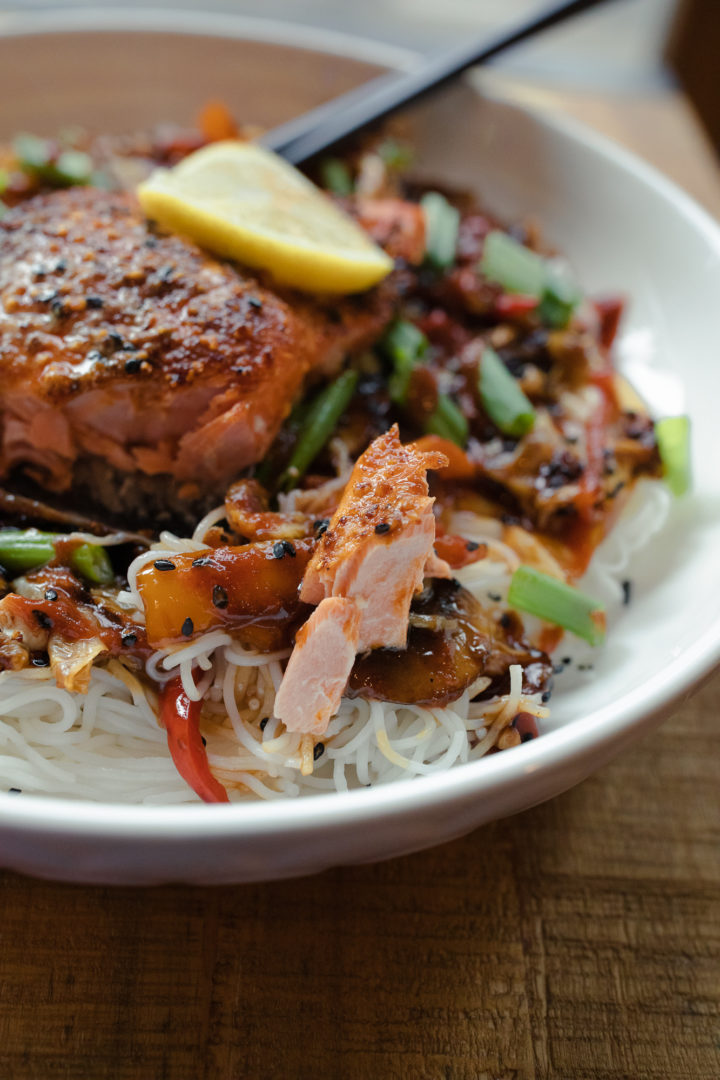 Grilled Togarashi Salmon Rice Noodle Bowl – Or Whatever You Do
