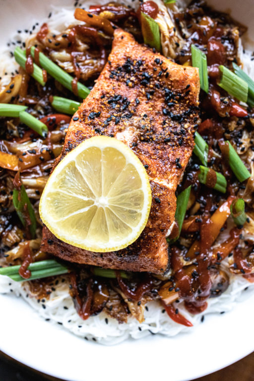 Grilled Togarashi Salmon Rice Noodle Bowl – Or Whatever You Do
