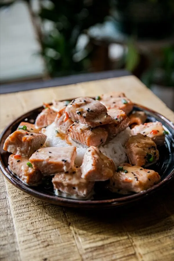Grilled Togarashi Salmon Rice Noodle Bowl - Or Whatever You Do